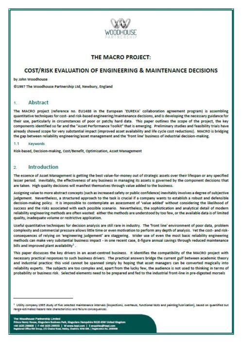 The MACRO Project - SALVO Project